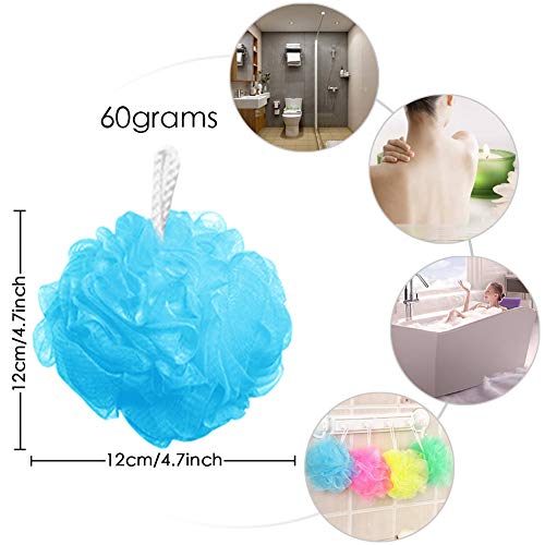 Cosywell Bath Sponges Bath Loofahs Mesh Pouf Shower Wash Ball Large 5 Packs 60g Each Soft Eco-Friendly for Men& Women Cleanse, Smooths Skin, Exfoliating