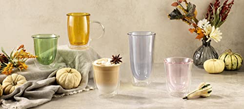 JoyJolt Glass Thermal Glass β 4pcs Borosilicate Glass Cup Set - Double Wall Glass Latte Mug - Ice Coffee Glass Cups for Hot and Cold Drinks β Durable and Dishwasher-Safe Glass Cup Double Wall β 8.4oz