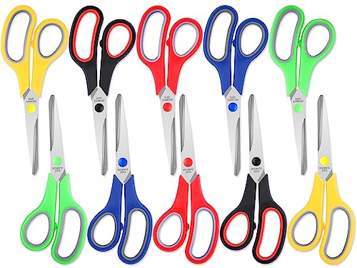 Scissors, BURVAGY 8" Scissors,Ultra Sharp Multipurpose Blade Shears,Comfort-Grip Handles, Sturdy Sharp Scissors for Office Home School Sewing Fabric DIY Craft Supplies,10-Pack