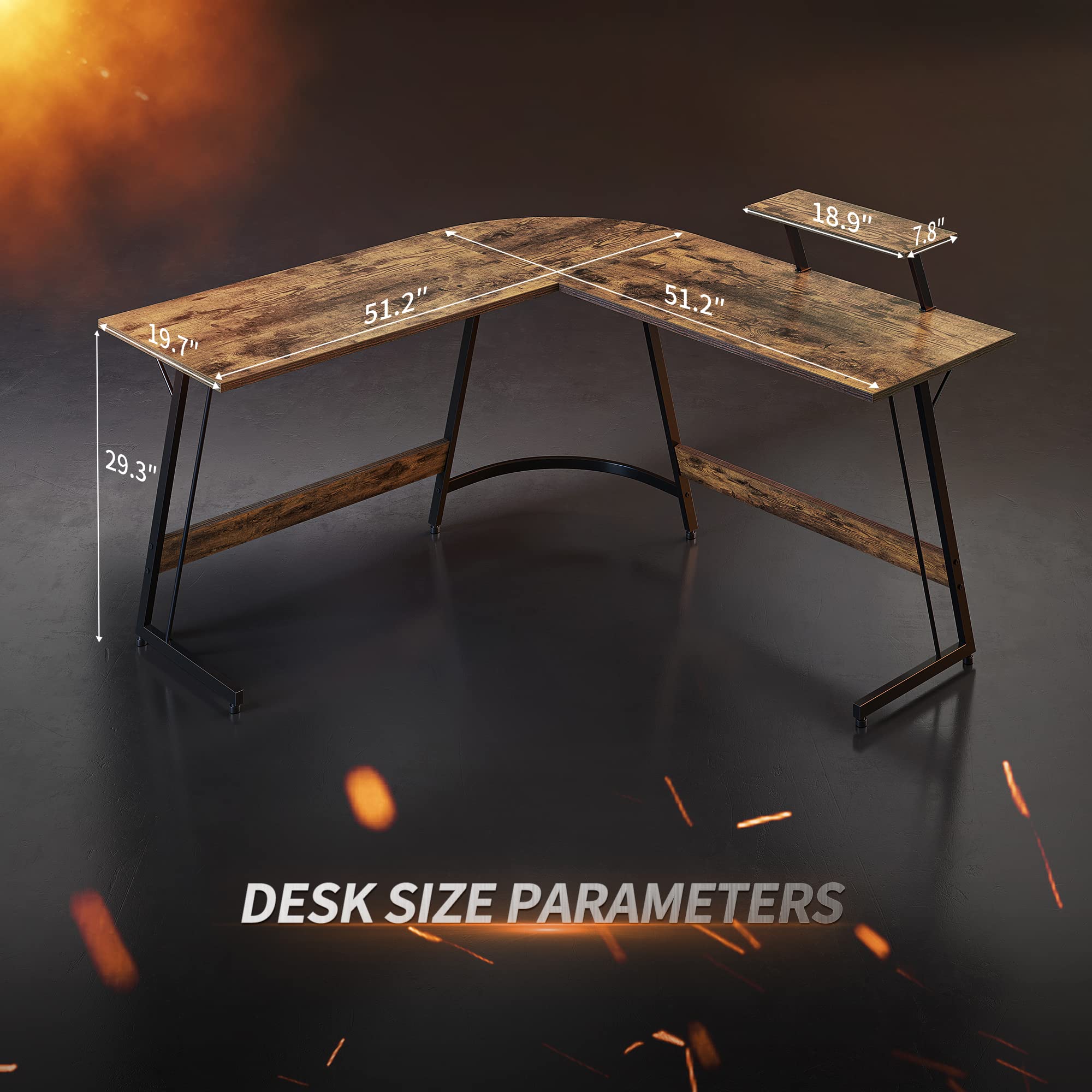 Cubiker L Shaped Desk, Computer Corner Desk, Gaming Desk with Monitor Stand, Home Office Study Writing Workstation, Space-Saving, Walnut