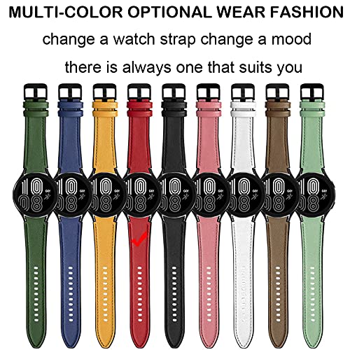 VQ PU Leather Bands Compatible for Samsung Galaxy Watch 4 Band 40mm 44mm,20mm Adjustable Sport Replacement Watch Band Straps Red