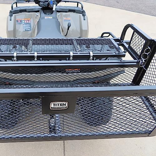 Titan Ramps ATV UTV Universal Rear Drop Cargo Basket Rack Hunting, Fishing, Trail Maintenance, Easy to Install