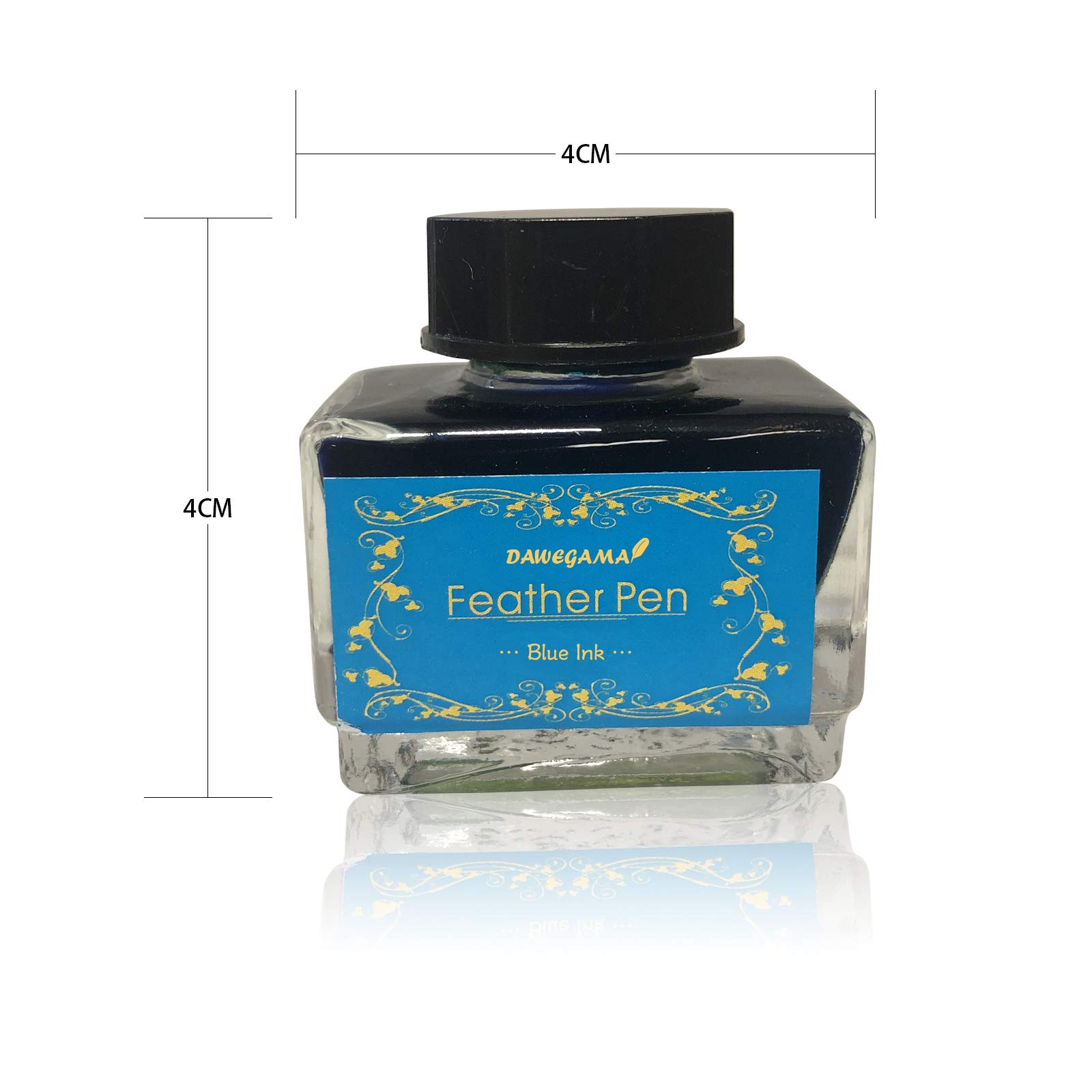 DAWEGAMA 15 Ml Small Square Bottle Gold Powder Colored Dip Pen Quill Pen Glass Pen Feather Pen Ink (Blue)