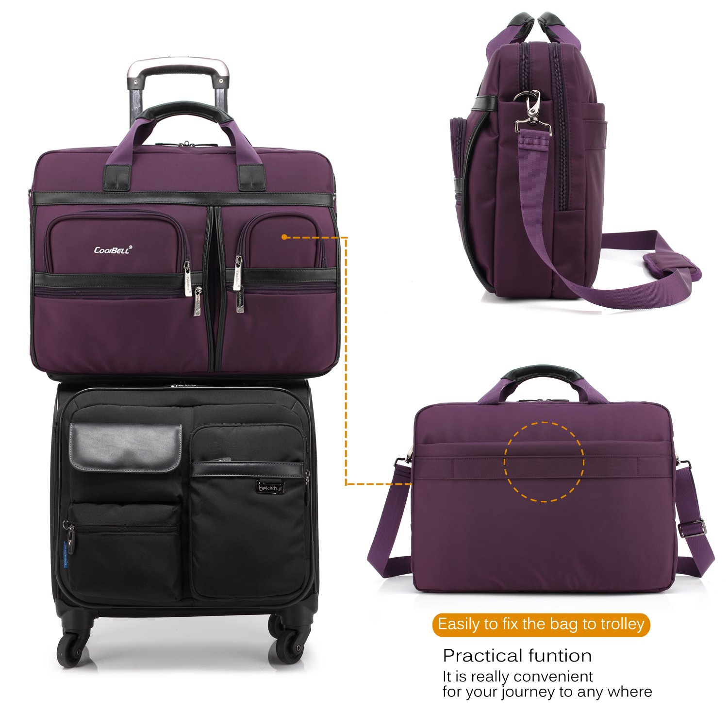 CoolBELL 17.3 Inches Laptop Messenger Bag Protective Shoulder Canvas Business Briefcase Multi-functional Computer Case For Men/Women/Office/Travel (Canvas Dark Grey)