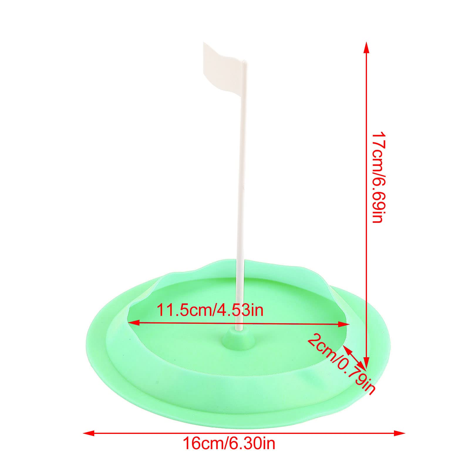 Golf Putting Hole Cup,Durable Silicone Golf Putting Practice Cup,with Plastic Flag Golf Putting Cup Silicone for Indoor Outdoor(6.3in-Green)