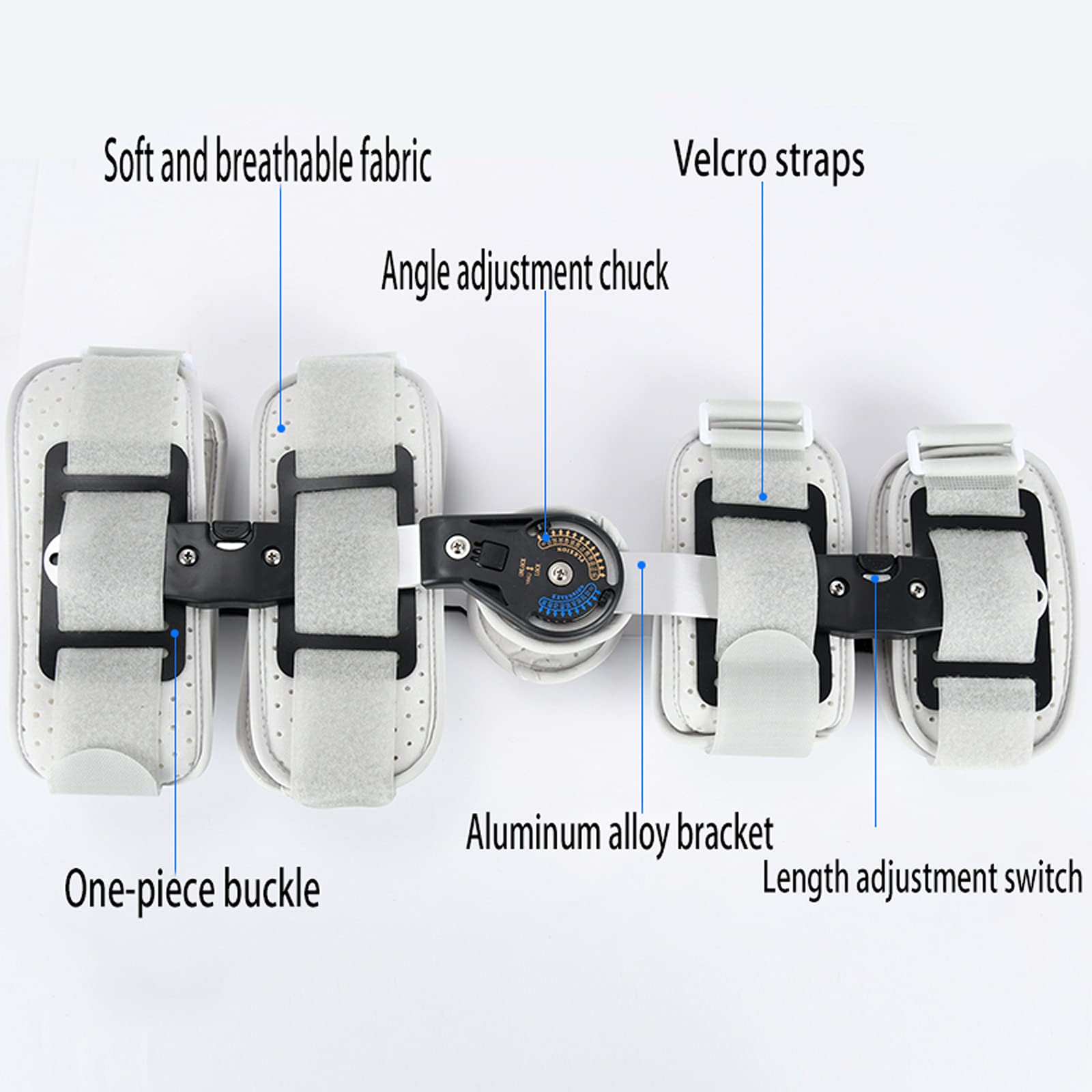 DXDUI Universal Hinged Knee Brace Adjustable with Shoulder Strap Post Op Knee Support Orthosis for Ligament Injuries Relief Knee Joint Pain,Black,Right