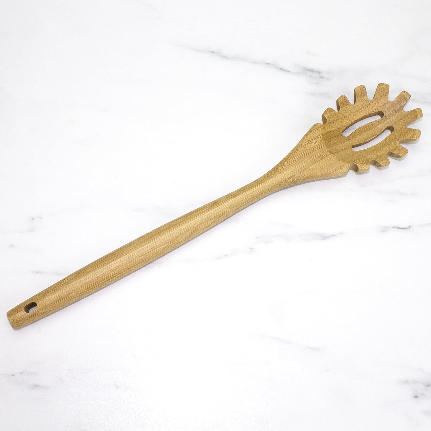 Divine Glance PCS 1 Best Wooden Pasta Spoon Fork 12 Inch Long Hand Pasta Serving Utensils Acacia Wood Spaghetti Server Spoon Pasta Forks Spaghetti Ladle Pasta Spatula