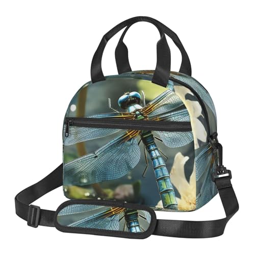 DEHIWI Dargonfly Lunch Bag For Women Men Reusable Insulated Lunch Box Lunch Cooler Tote Bag For Work Picnic Travel