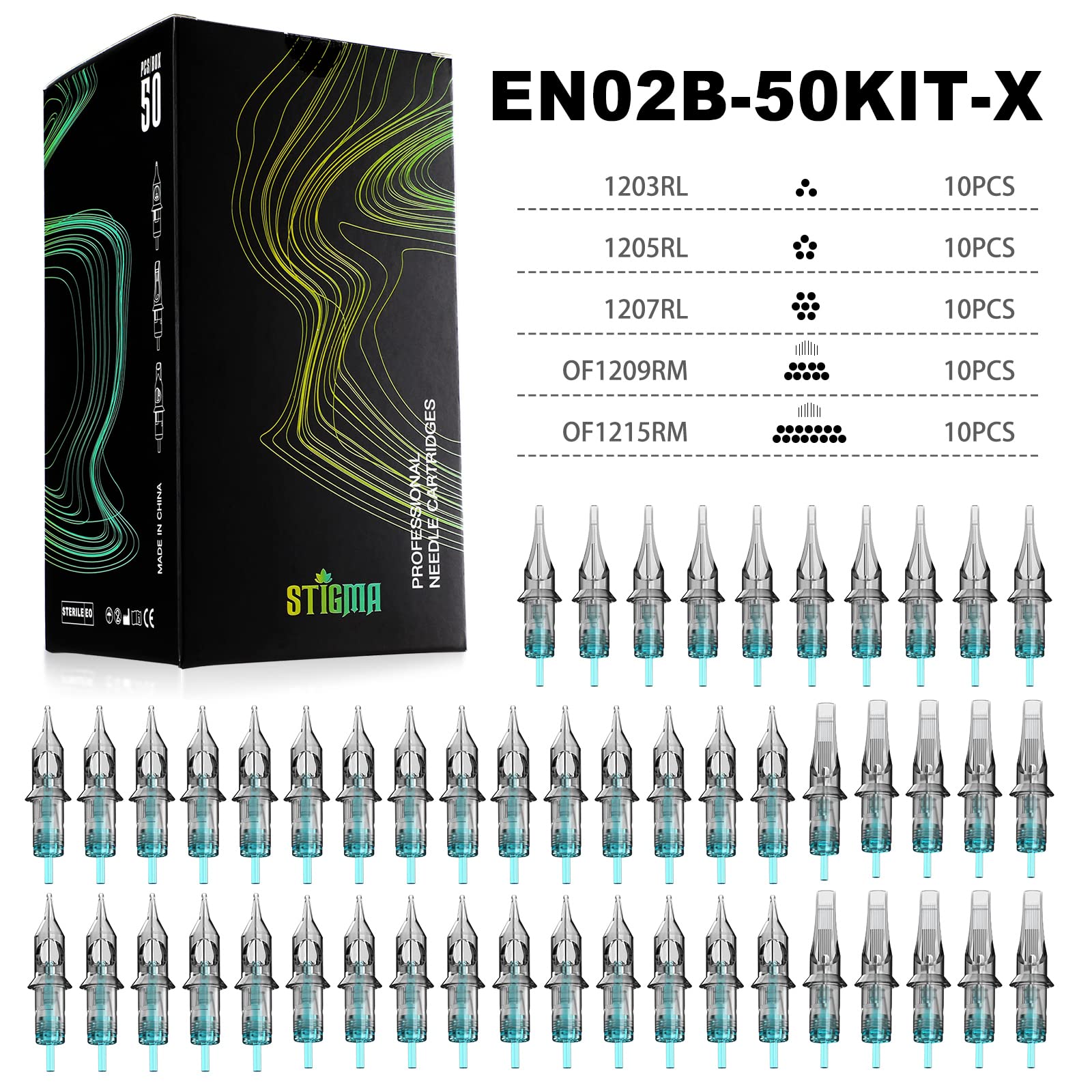STIGMA Wireless Tattoo Gun Tattoo Kit Complete with 50pcs Tattoo Cartridge Needles 1400mAh Tattoo Battery 5 Colors Ink Set with Accessories STP29KITP199-1