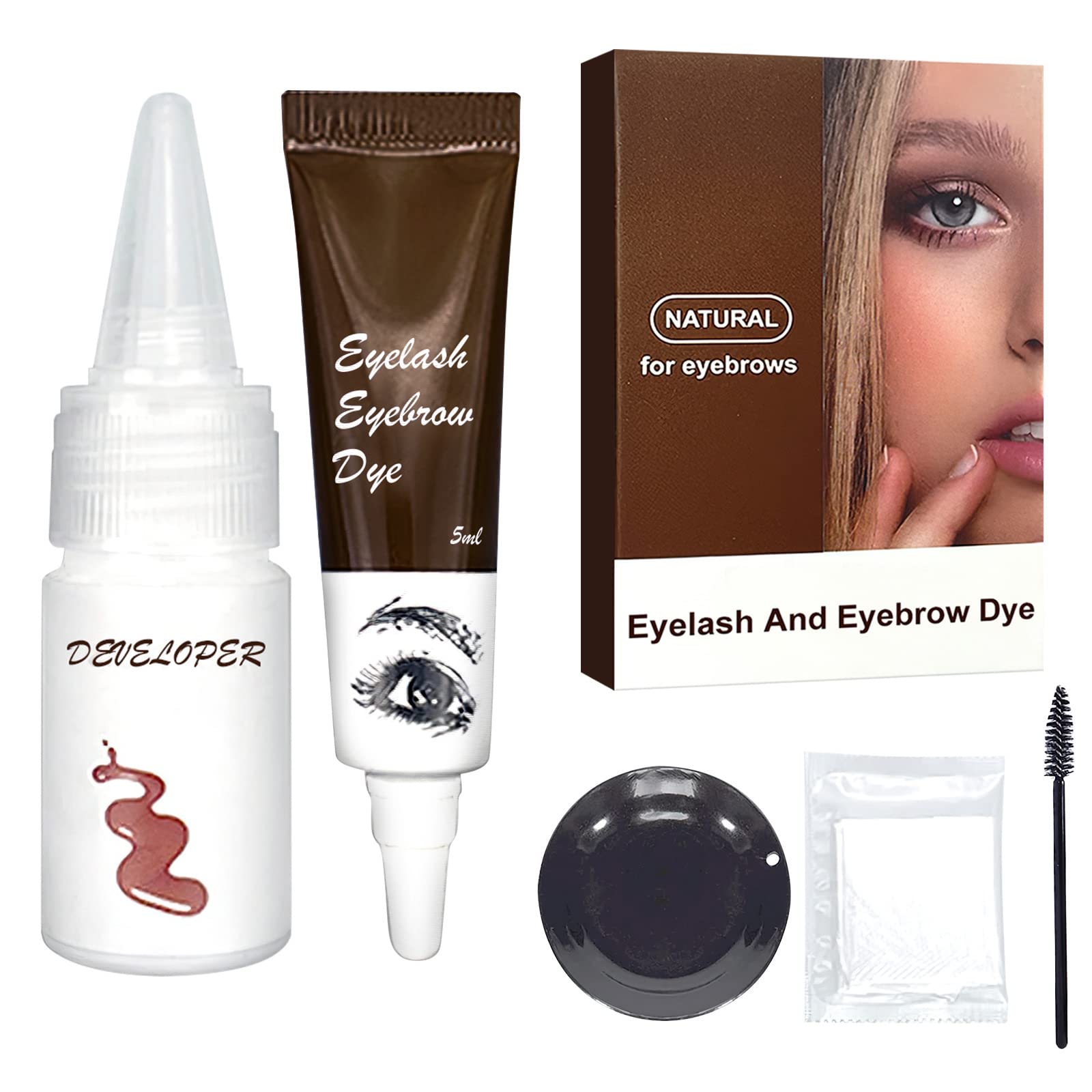 Eyebrow & Eyelash Color Kit, Eyebrow Ti-ŋt & Eyelash Ti-ηt, Suitable for Salon & Home Use (Brown)