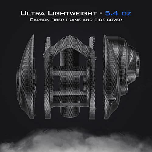 KastKing Verus Baitcasting Fishing Reel, New Assassin Version, Only 5.4 oz. Carbon Fiber Frame & Side Covers, Carbon Fiber Drag System & 11+1 Double Shielded Ball Bearings, 8.1:1 Gear Ratio