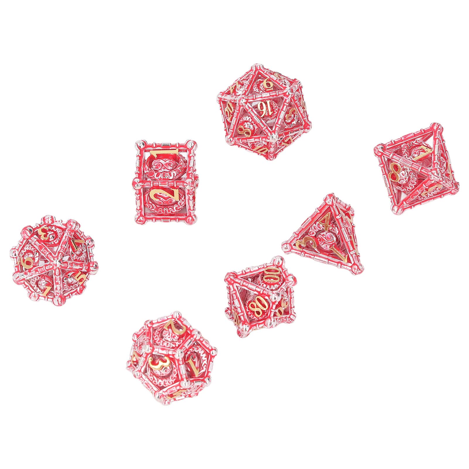 FOTABPYTI Metal Dice, Hollow Strong Balance Portable Finely Polished Delicate Appearance Brass Dice Set Polyhedral for Role Playing Games