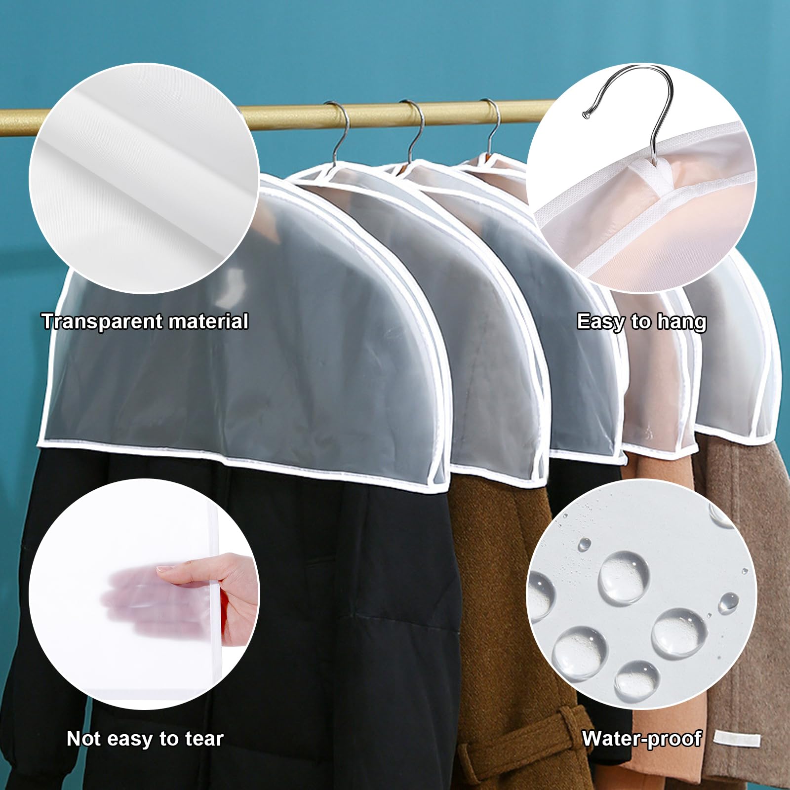 Merkaunis 50 Pcs Shoulder Covers Clothes Suit Garment Dust Covers, 23.6 x 11.8 Inch Extra Wide Garment Shoulder Covers Bag Breathable Shoulder Dust Cover for Coats, Jackets, Dress Closet Storage