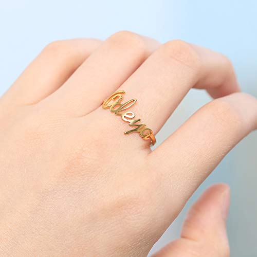 EVER2000 Personalized Name Rings for Women Sterling Silver Custom Name Rings Personalized with Name Customize Finger Ring for Engagement Wedding Christmas Gift (Butterfly Name Ring-Silver)