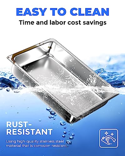 WantJoin Full Size Steam Table Pans, 6-Pack 2.5 Inch Deep Restaurant Steam Table Pans Commercial, Hotel Pan Made of 201 Gauge Stainless Steel