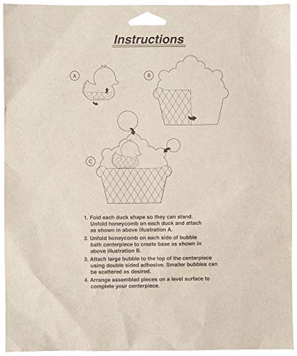 Creative Converting Bubble Bath Rubber Ducky Baby Shower Honeycomb Centerpiece Party Supplies, 9 3/4" x 9", Multicolor