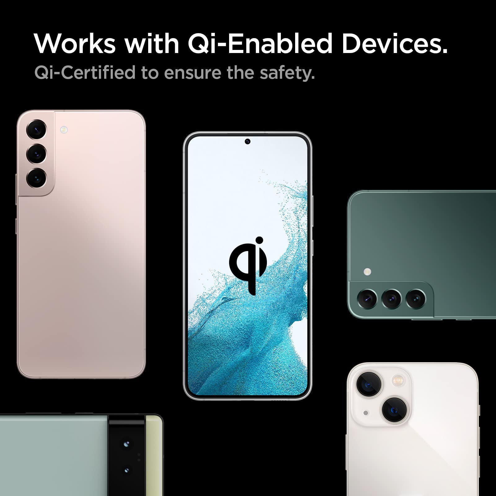 Spigen [Designed for Samsung] Qi True 15W Super Fast Wireless Charger Stand for Samsung Galaxy S23 Plus Ultra Z Fold Flip 4 3 S22 Note 20 S21 S20 S10 S10e Note 10 and More [No Adapter Included]