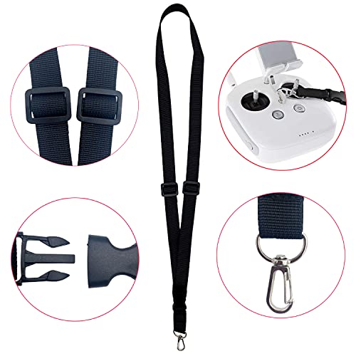 Wanty Remote Controller Lanyard Padded Neck Black Nylon Strap for DJI Drone Phantom 3 4 Pro Inspire 1, Adjustable and Detachable