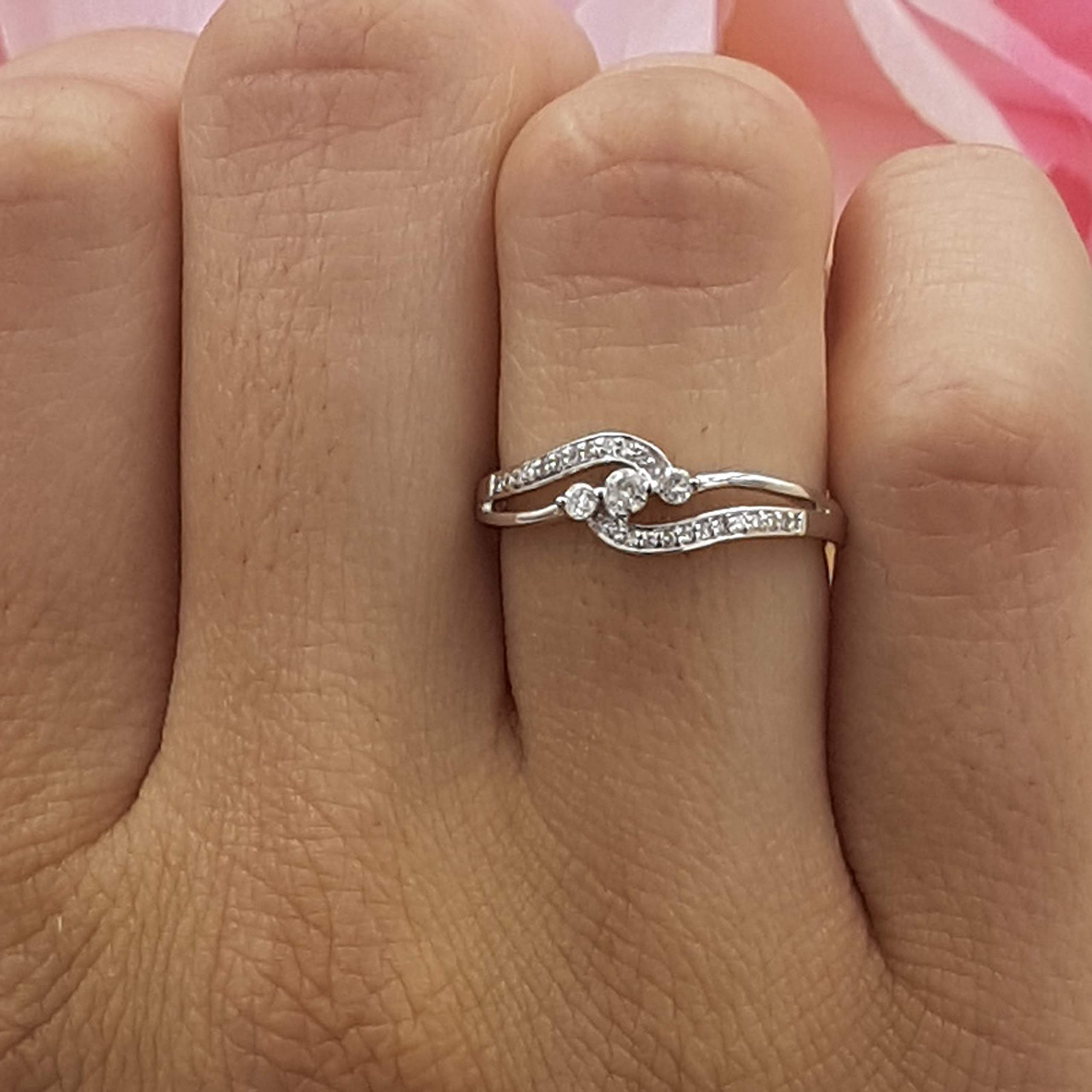 Dazzlingrock Collection 0.20 Carat (Cttw) Round White Diamond Women 3 stone Promise Ring 1/5 CT, 10K White Gold, Size 6.5