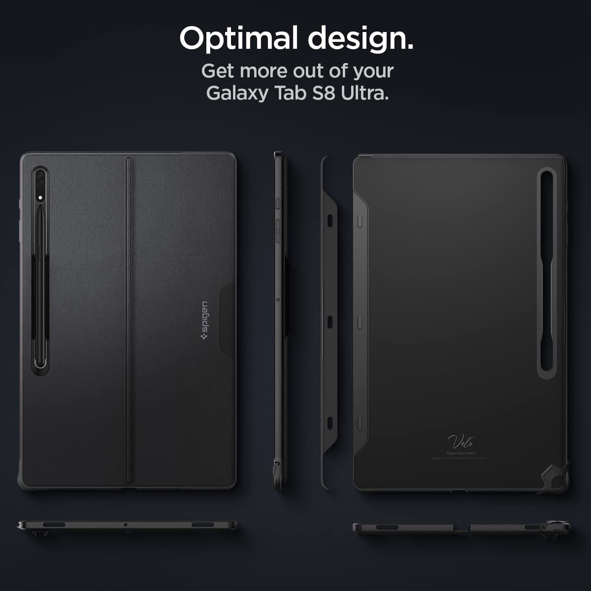 Spigen Thin Fit Pro Designed for Galaxy Tab S8 Ultra 14.6 Inch Case with S Pen Holder, Heavy Duty Protective Stand Cover 2022 (Keyboard Not Included) - Black