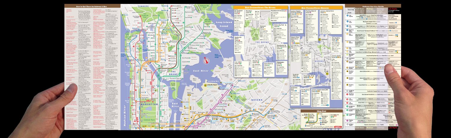 StreetSmart NYC Transit Map by VanDam-Laminated pocket size Transit map w/ subway, bus, ferry and train lines plus attractions in the Five Boros of ... Staten Island, 2024 Edition Map – Folded Map