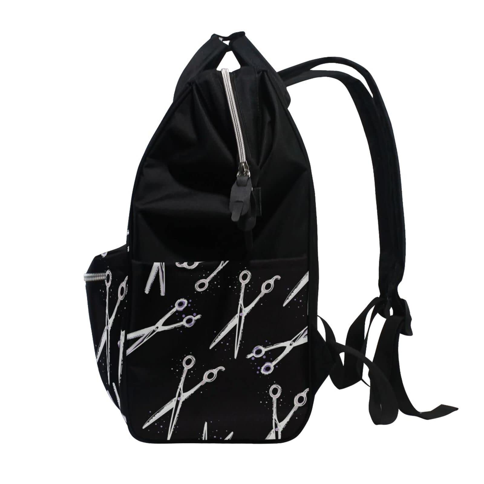 DerlonKaje Scissors Print Diaper Bag Backpack, Waterproof, Large Capacity, Multi-function Travel Backpack, Hair Stylist Bag