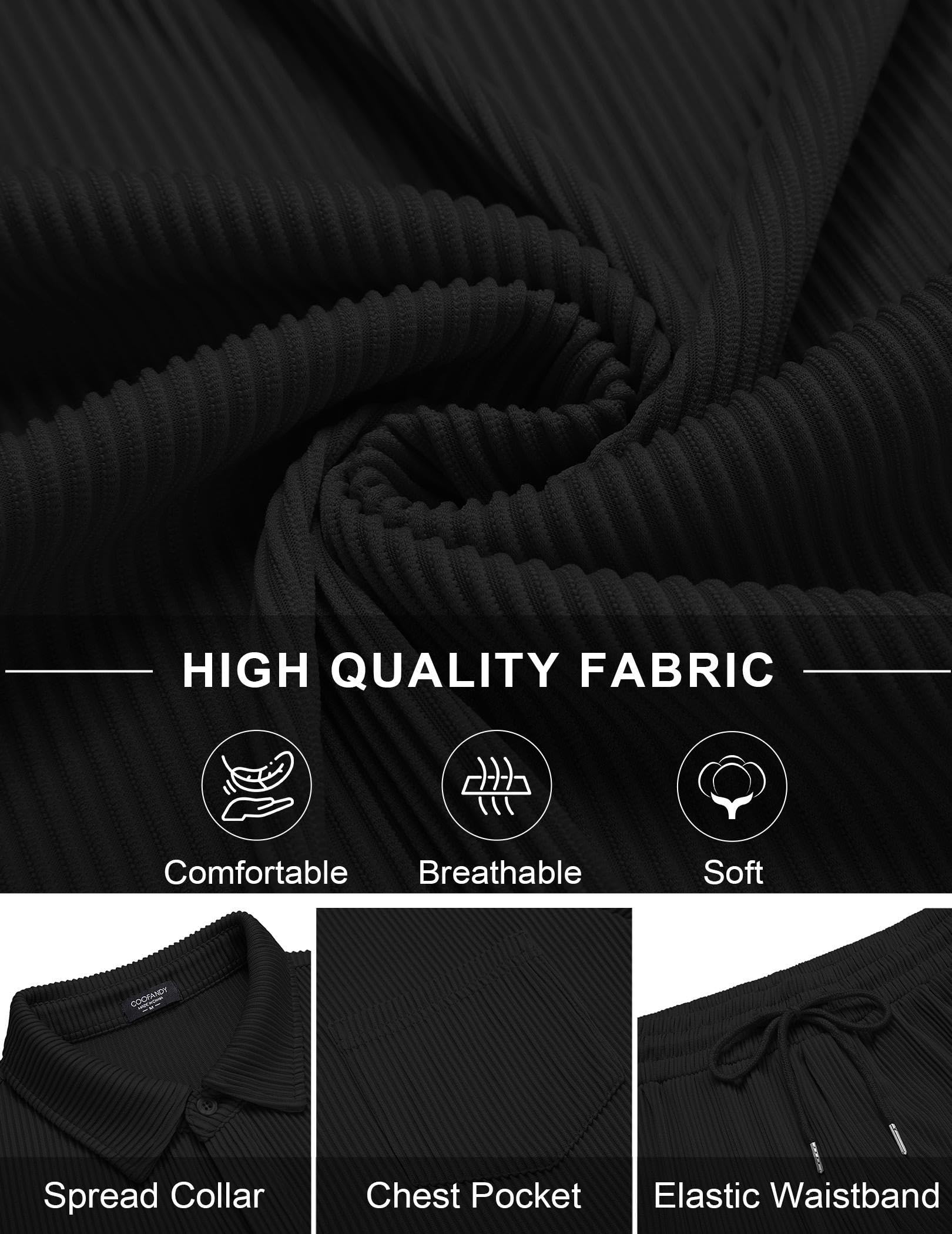 COOFANDY 2 Piece Set Long Sleeve Button Down Shirt and Pants Set Casual Loose Trousers Walking Suit for Men