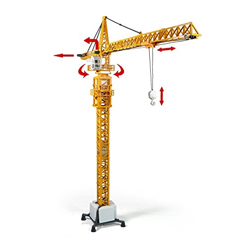 Tipmant Large Size Alloy Die-cast Model Toy Diecast Tower Slewing Crane Truck Vehicle Miniature Car 1:50 Gift for Kids Height 20 inch