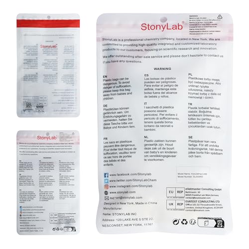 stonylab Inoculating Loops, 1 Reusable Inoculating Holder and 50 pcs Nichrome Inoculating Loops for Lab Microbiology