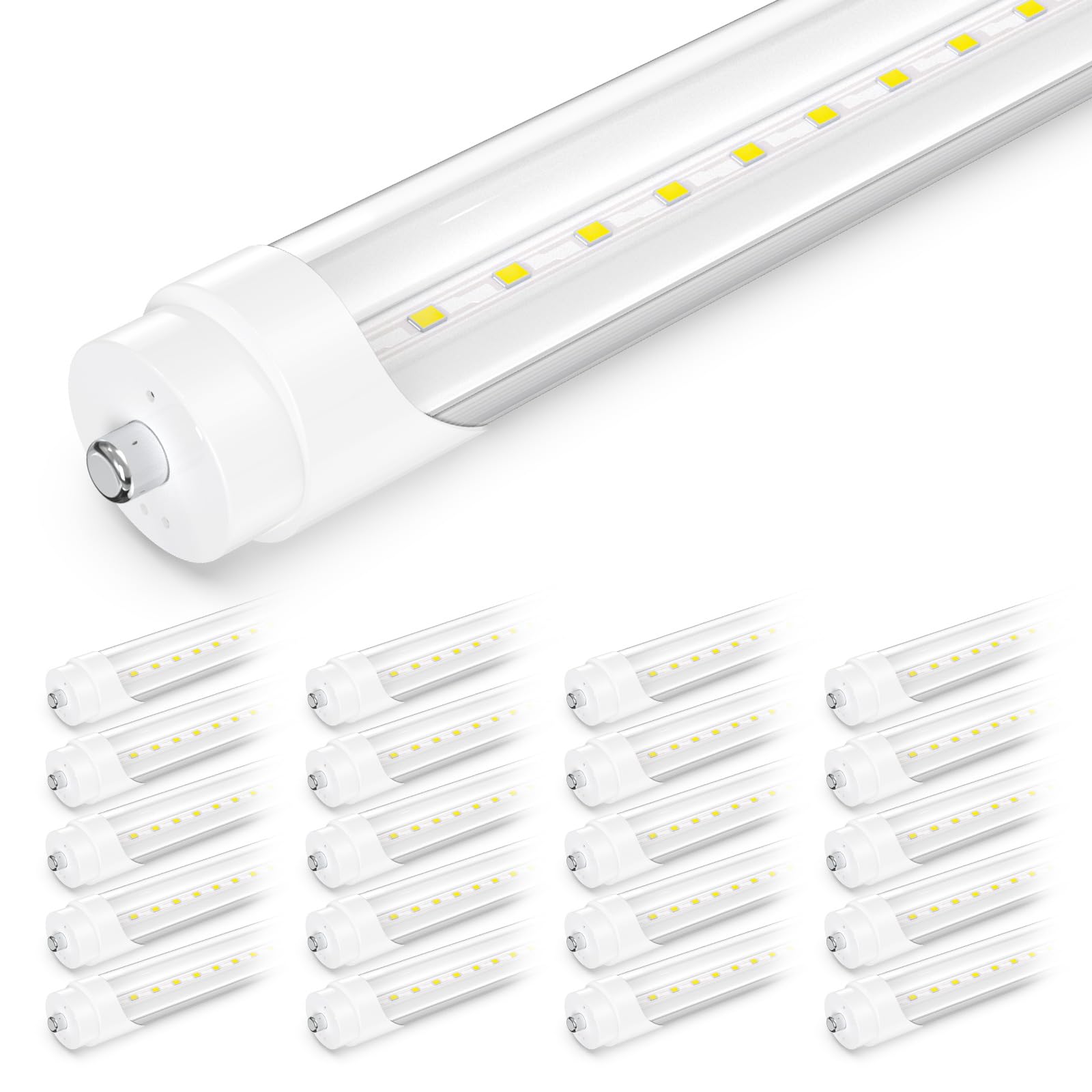SHINESTAR 20-Pack 8FT LED Bulbs, Ballast Bypass, 44W 6500K Daylight, F96T12 LED Replacement for T8 T10 T12 Fluorescent Tubes, FA8 Single Pin, Dual-end, Clear Cover