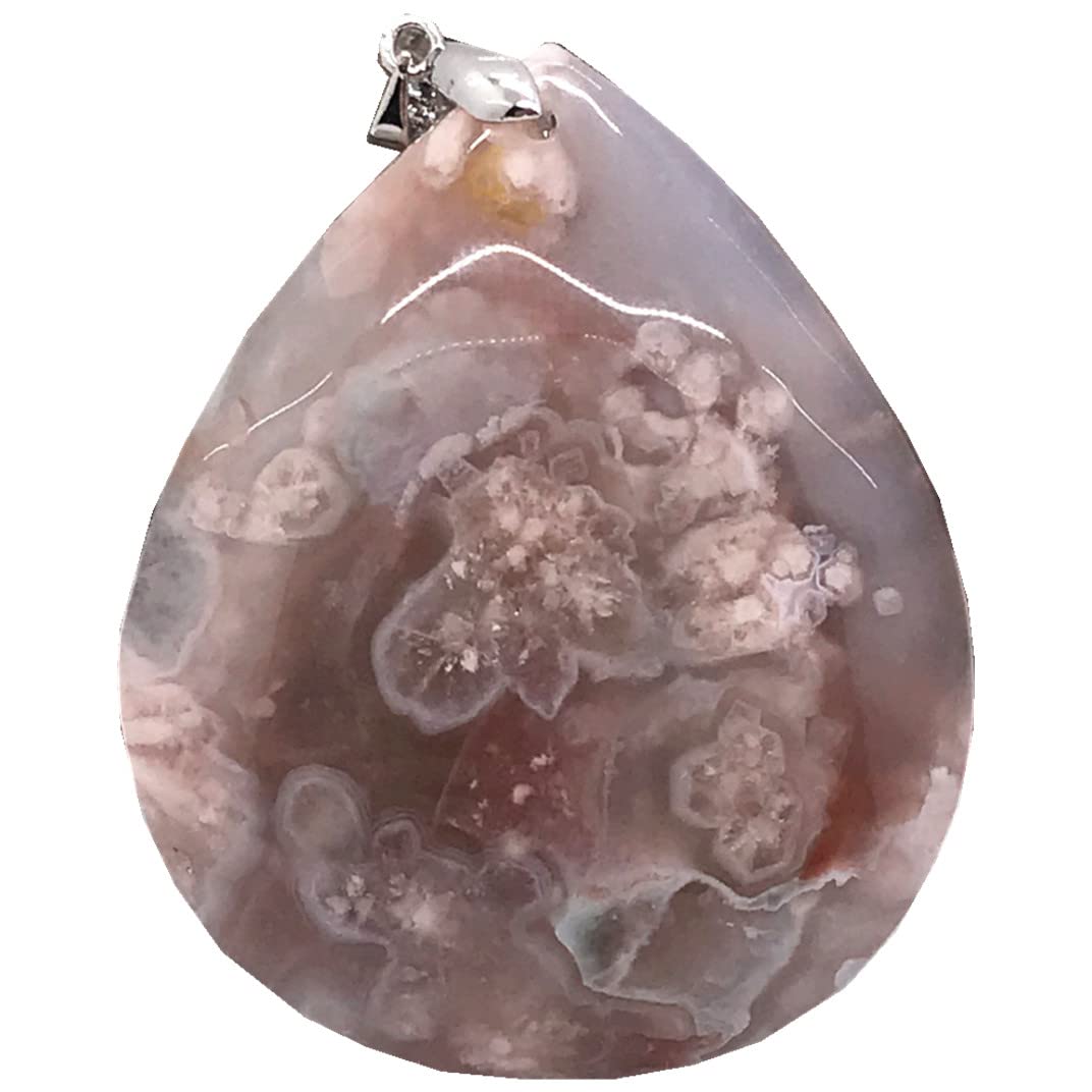DUOVEKT Natural Cherry Agate Pendant Jewelry For Women Men 53x44x12mm Beads Lucky Crystal Stone Sliver Gemstone AAAAA