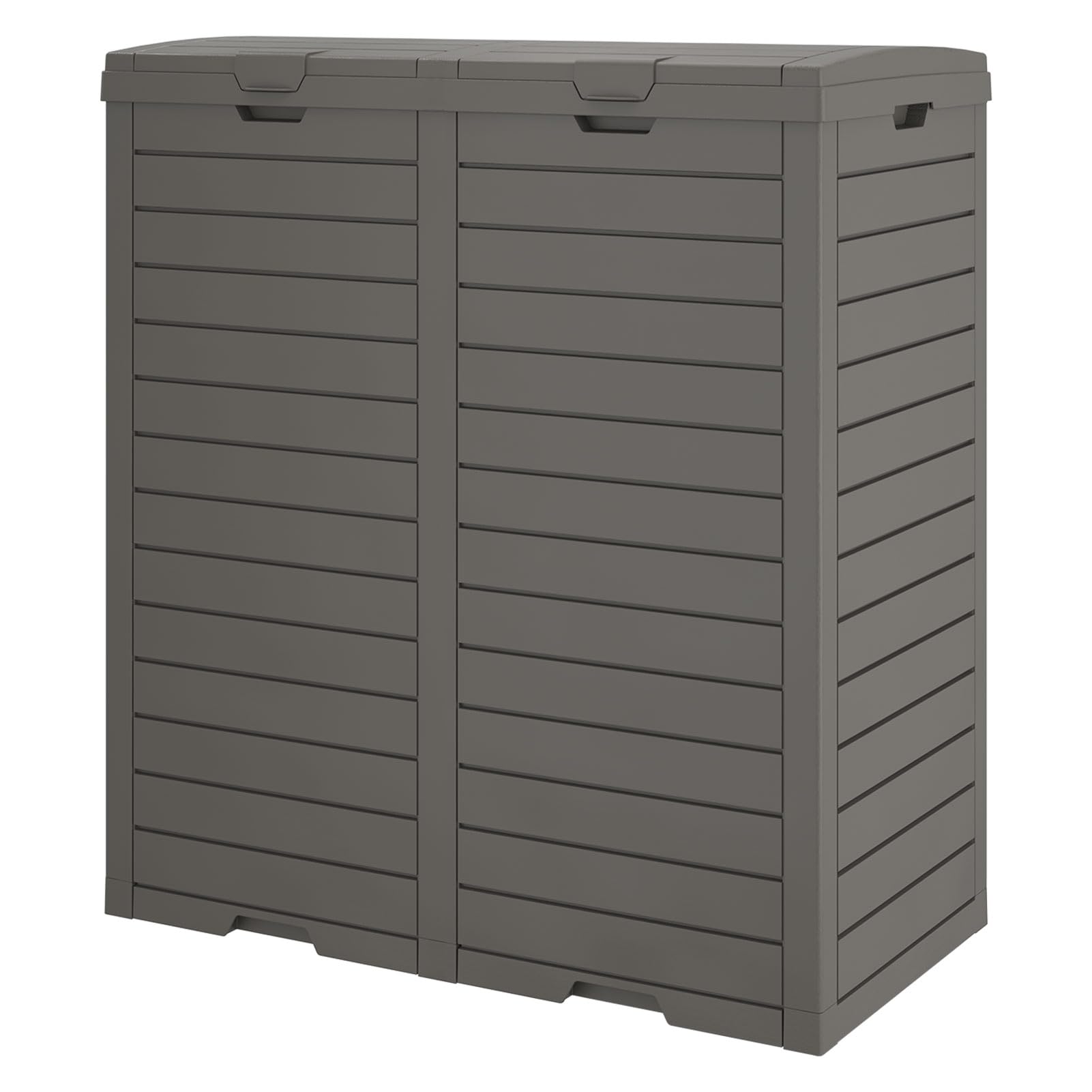 Outdoor Trash Can, 62 Gallon Waterproof Garbage Can with Tiered Lid and Drip Tray, Resin Outside Trash Bin for Patio, Backyard, Deck