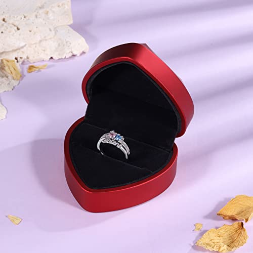 Custom Made 3D Names Ring for Women, Personalized 2 Birthstones Mother Ring 925 Sterling Silver Promise Rings for Her (9)