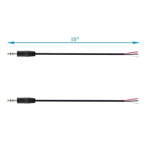 Fancasee (2 Pack Replacement 2.5mm Male Plug to Bare Wire Open End TRS 3 Pole Stereo 2.5mm Plug Jack Connector Audio Cable for Headphone Headset Earphone Cable Repair