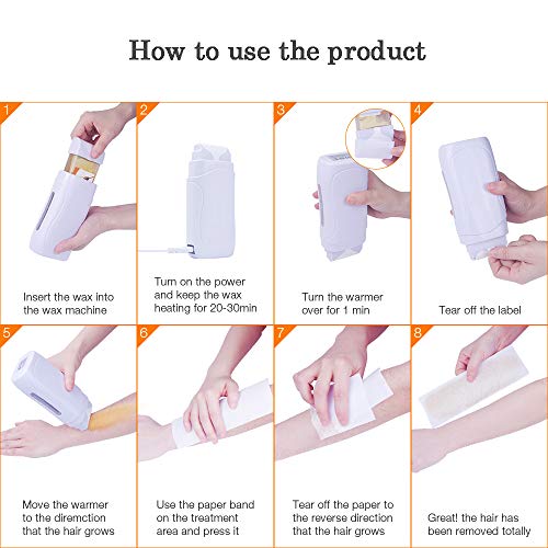 Portable Wax Warmer for Hair Removal Wax Roller Machine, Electric Depilatory Roll On Wax Heater Home Waxing Machine for Travel & At-home Waxing & SPA, blue