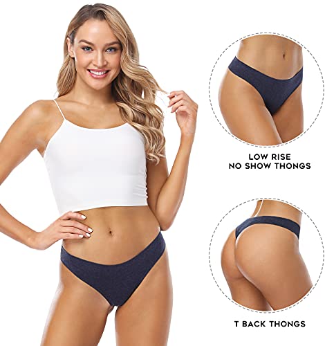 Wealurre Women's Cotton Thong Breathable Panties Low Rise Underwear (3118M, Blue Gold)