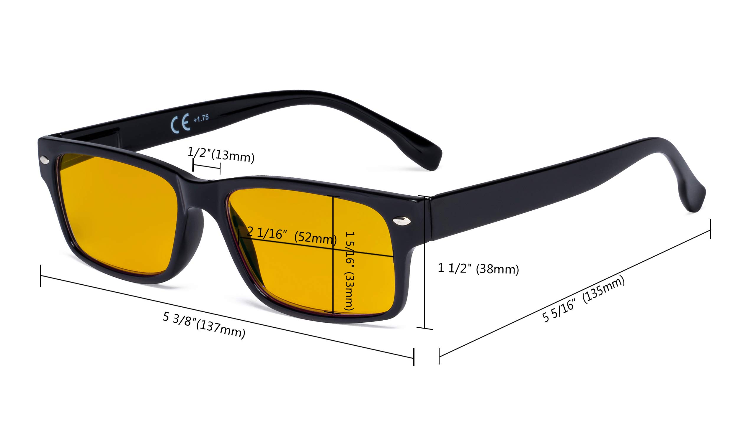 Eyekepper Blue Light Blocking Reading Glasses Women Men with Amber Tinted Filter Lens - Computer Readers - Black +3.00