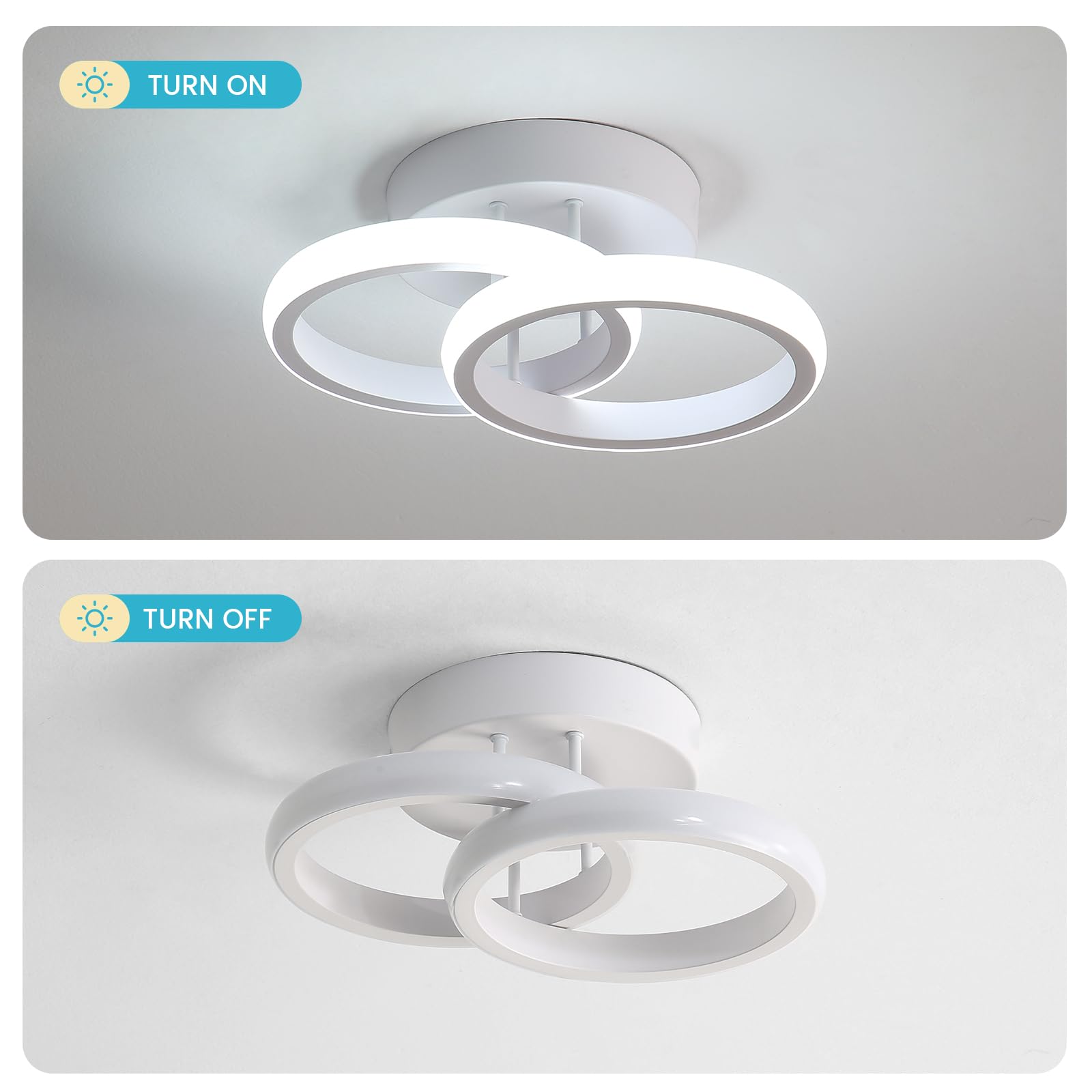 DELIPOP Modern LED Ceiling Light, 6500K Cool White Round LED Ceiling Light, Black Small Hallway Light Simple Close to Ceiling Light Fixture for Bedroom, Corridor, Kitchen, Dining Room
