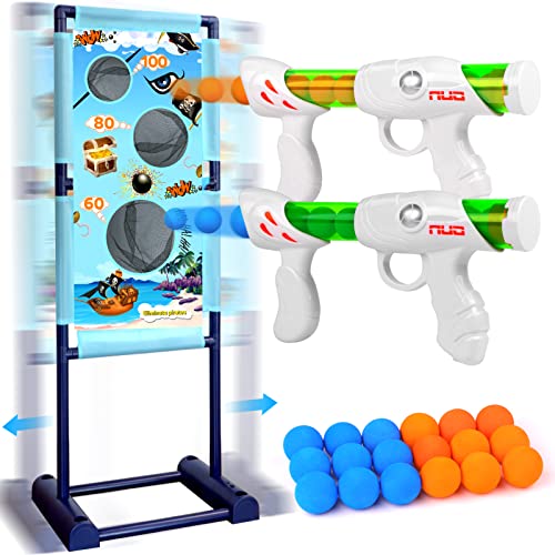M AOMEIQI Kids Toys for 5 6 7 8 9 10+ Years Old Boys Shooting Game Toy Indoor Outdoor Games for Kids with Moving Shooting Target & 2 Blasters Guns & 18 Foam Balls - Compatible with Nerf Toy Guns
