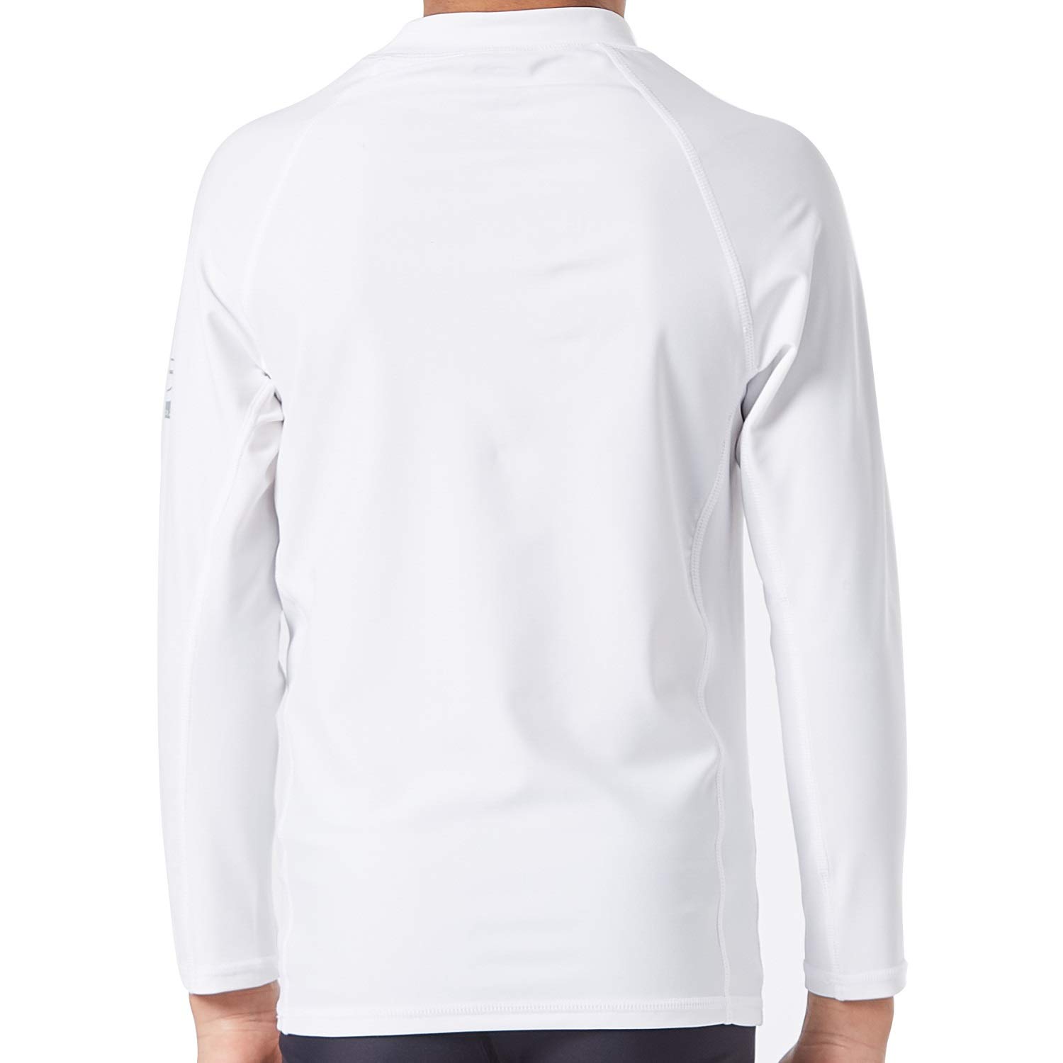 COOLOMG Boys Rash Guard Long Sleeve Shirts Kids Surf Running Swim Shirts White M