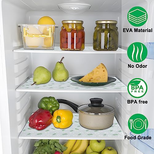 Shelf Liner, Waterproof Refrigerator Liner, Drawer Liners for Kitchen Cabinet, Bathroom Sink Mat No Slip Cupboard Mats Non Adhesive Fridge Liner EVA Place Mats Roll - Leaf Daisy 17.7"×78.7"