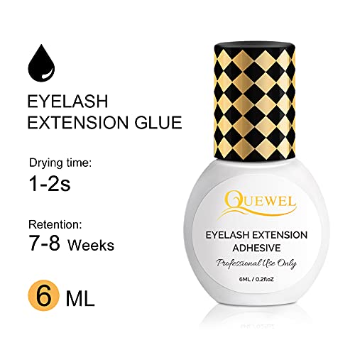 Eyelash Extension Glue Professional Lash Glue for Eyelash Extensions 6ml Black Lash Glue Within 2 Sec Drying Time Lash Extension Glue 7-8 Weeks Long Lasting Waterproof Eyelash Glue