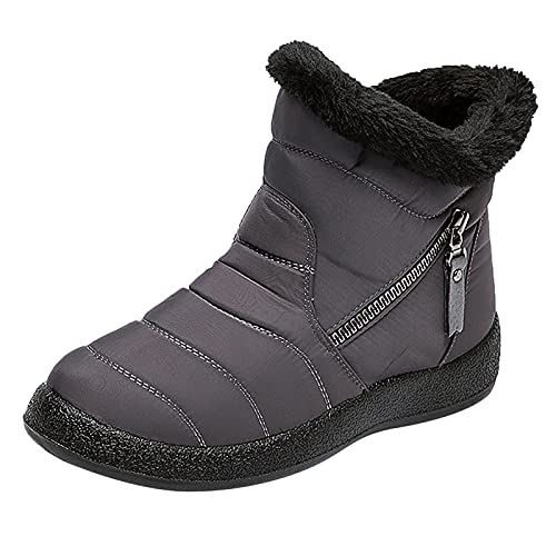 FASDNENDYS for Women for Women Ankle Water Platform Zipper Shoes Plus Warm Winter Boots for Womens for Winter Grey