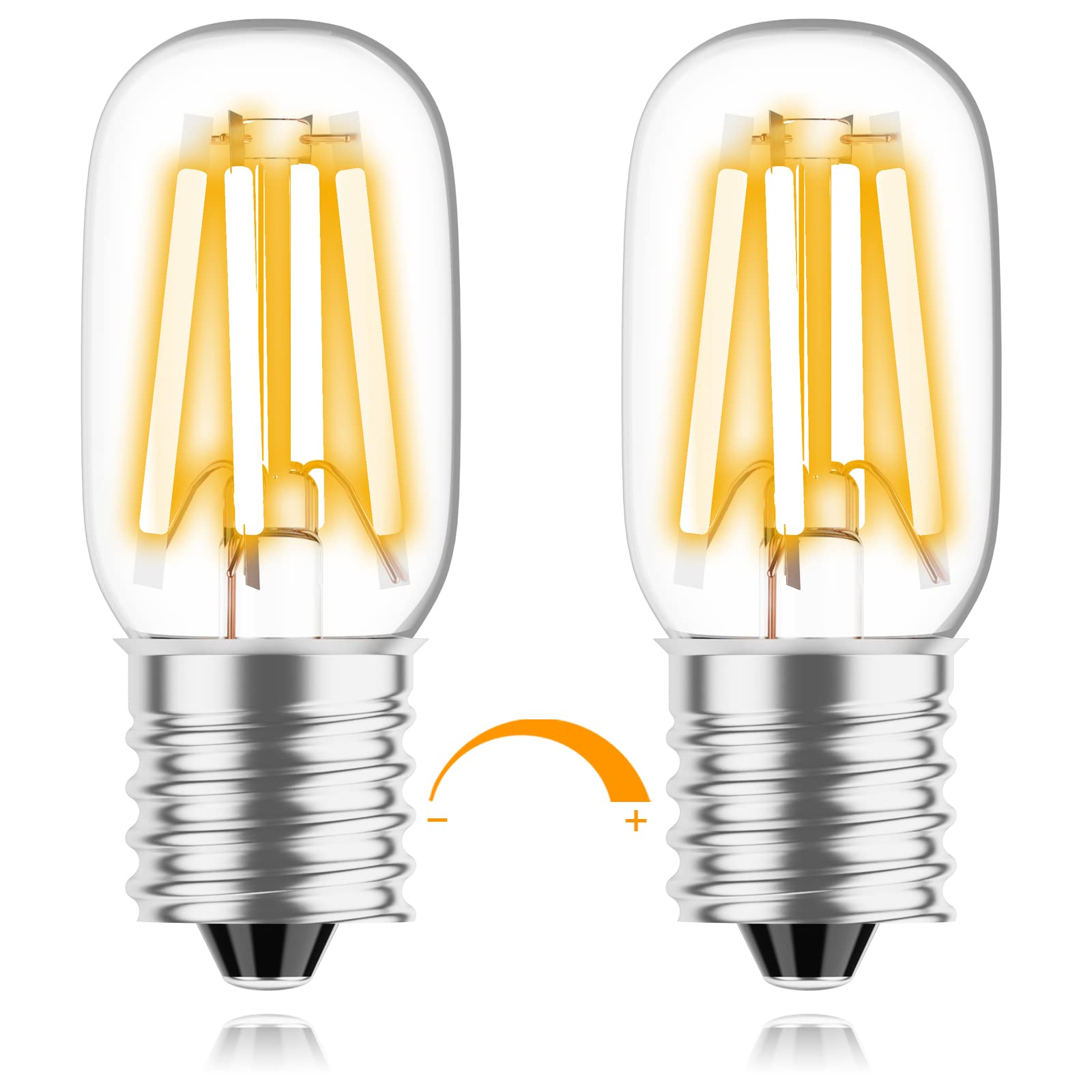 E17 LED Bulb Dimmable, 3W Microwave Light Bulb, 2700K Warm/Soft White T7 Clear LED Bulb, 25W Incandescent Replacement for Kitchen Microwave, Over Stove Appliance, Range Hood, Refrigerator (2 Pack)
