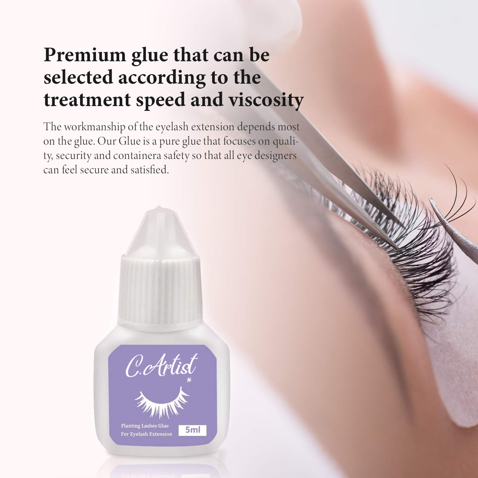 Eyelash Extension Glue for both Self and Professional Applications | Tasteless Non-Stimulating | 3-5 Sec Drying Time | Retention 20-25 Days | Sensitive Black Eyelash Glue, 5ml