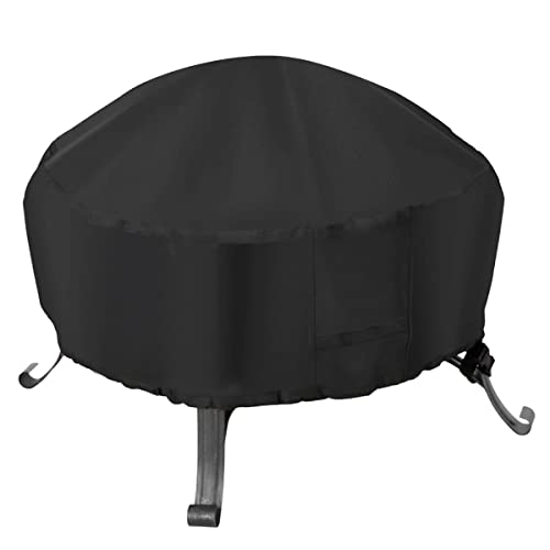 Himal Outdoors Fire Pit Cover- Heavy Duty Waterproof 600D Polyster with PVC Coating, Round Patio Fire Bowl Cover, 36 Inch, Black