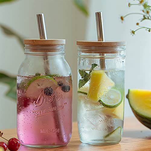 Guangdejin 8 PCS Bamboo Lids with Straw Hole Reusable Mason Jar Tops with Removable Silicone Rings, Seal Lids for Regular Mouth Mason Jars and Bottles, 2.7β