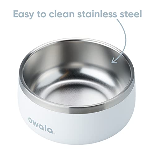Owala Pet Bowl - Durable Stainless Steel, Food and Water Bowl for Dogs, Cats, and All Pets, Non-Slip Base, 24oz, White (Shy Marshmallow)