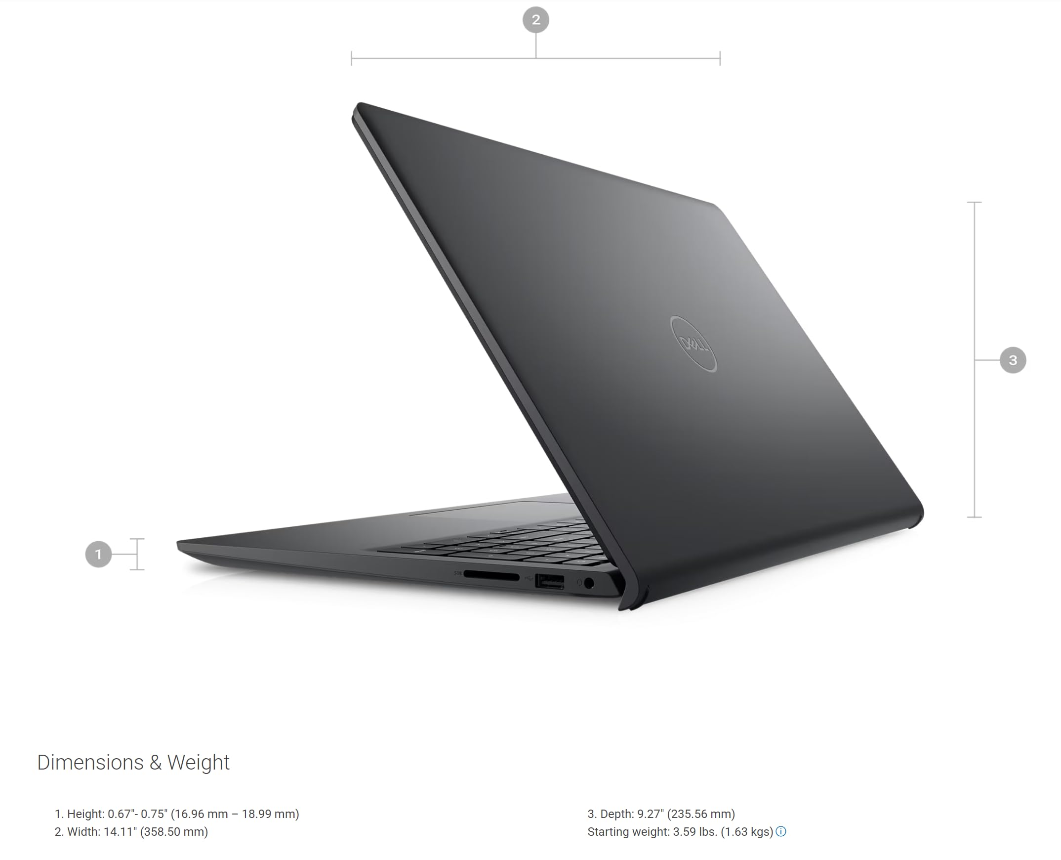 Dell 2023 Inspiron 15 3535 Laptop - AMD Ryzen 5 7530U – 15.6" FHD (1920x1080) Display – 16GB Memory - 512GB SSD – Windows 11