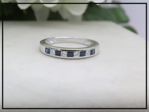 Dazzlingrock Collection Princess Blue Sapphire Stackable Wedding Band (0.30 ctw) in 10K White Gold Size 7